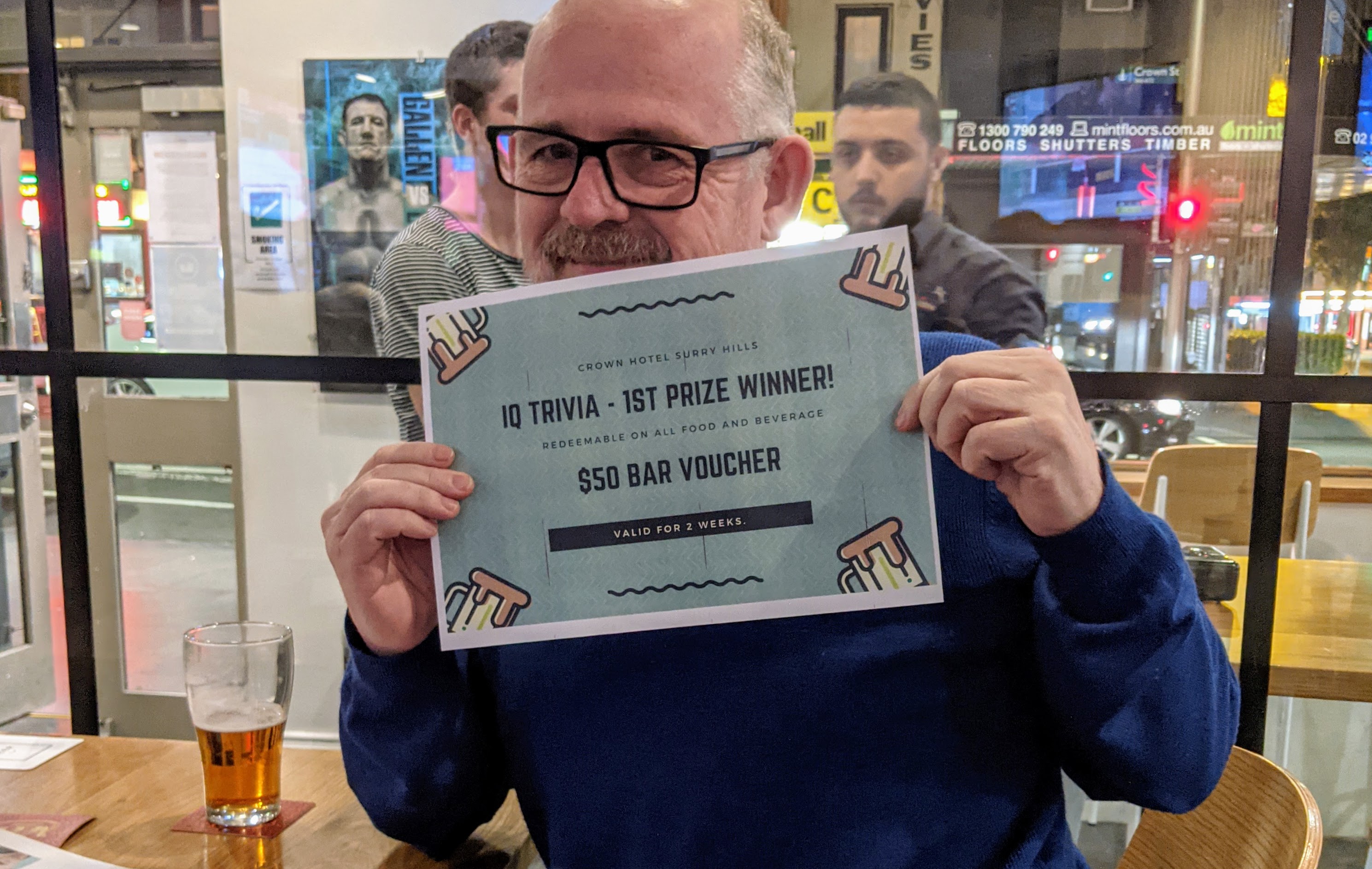 Winning trivia at Crown Hotel – James O'Brien
